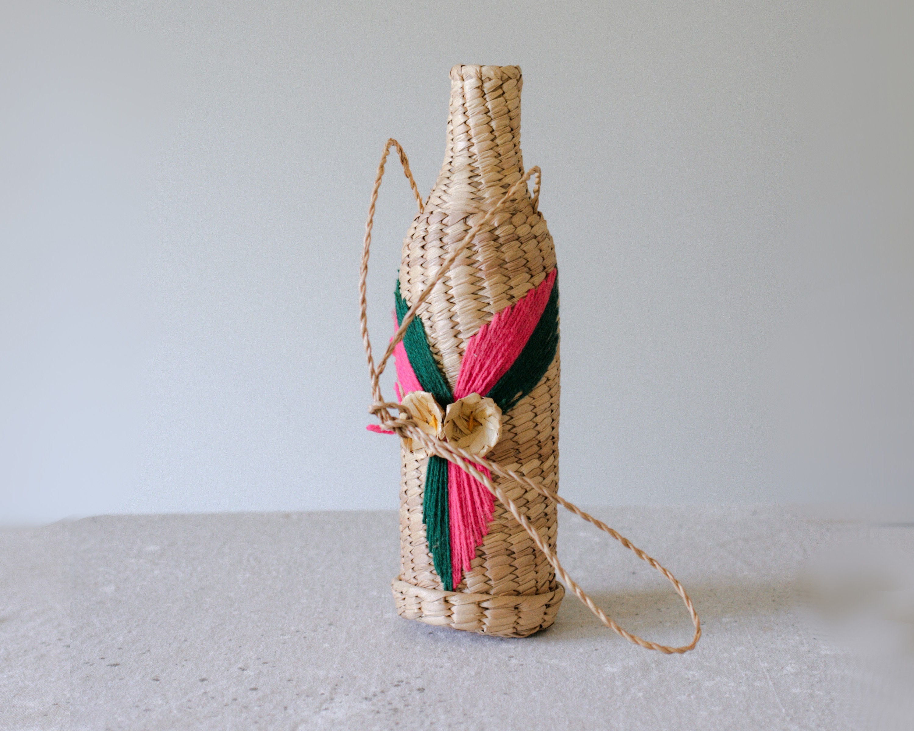 Baskets Home & Living 60s Mexican Souvenir Wine Bottle Cozy/Woven Grass ...
