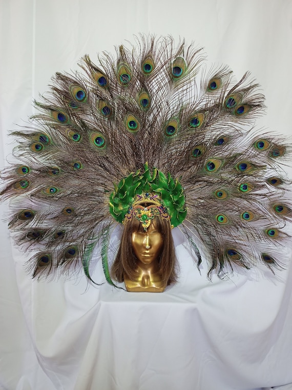 Feather Headdress Party Crown Carnival Headdress Brazilian Headdress Crown Peacock Feathers Peacock Feather Crown Peacock Tail Etsy UK