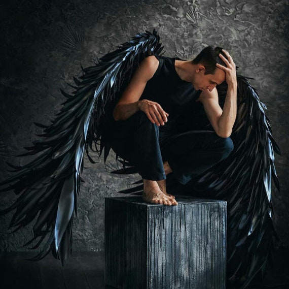 Black Angel Wings Costume For Men