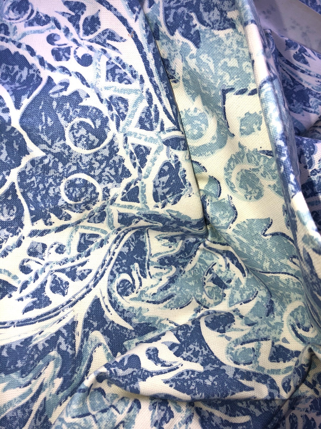 Blue Floral Design Vintage Cotton Fabric Waverly - Etsy