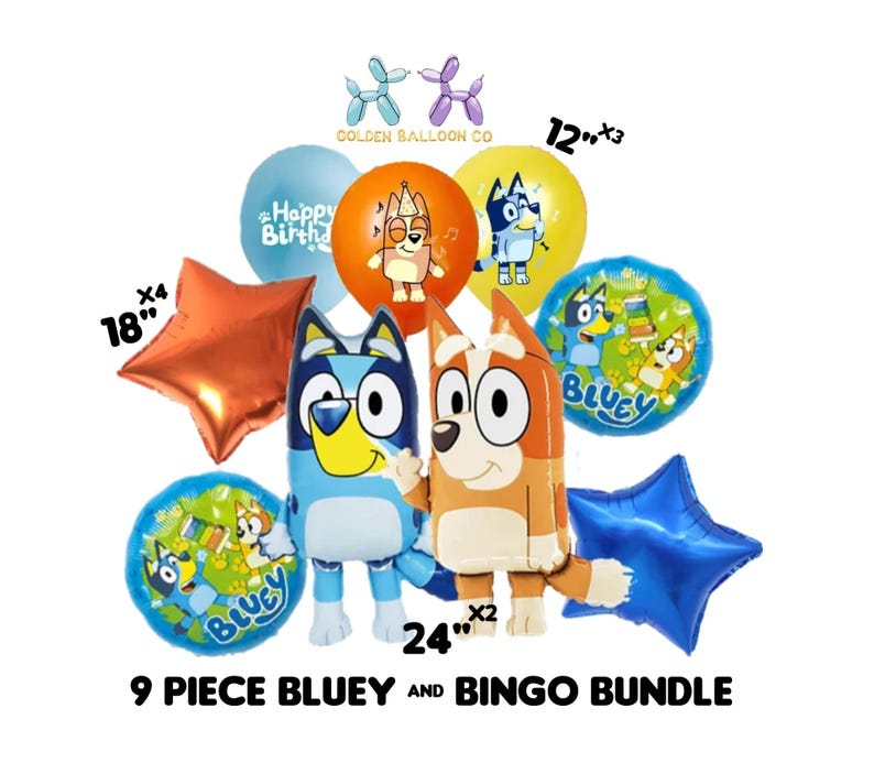 Bluey and Bingo 9 Piece Balloon Bundle - Etsy