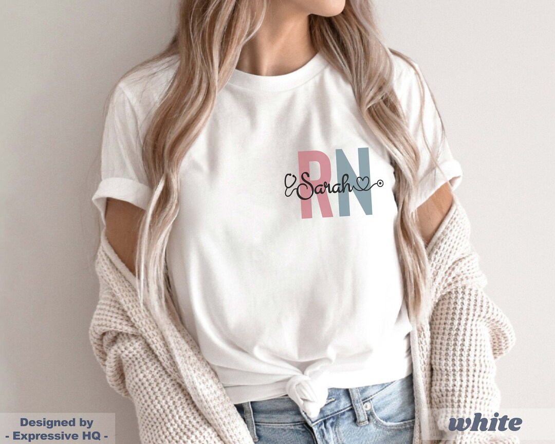 Personalized RN Shirt, Stethoscope Nurse Tshirt, Custom Nurse T-shirt ...