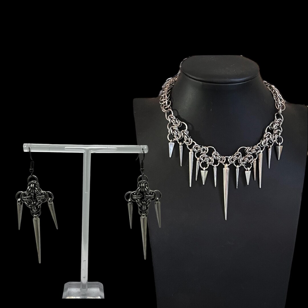 Chainmail Set, Prey and Scilla, Maximalist Spiked Choker,punk Necklace ...