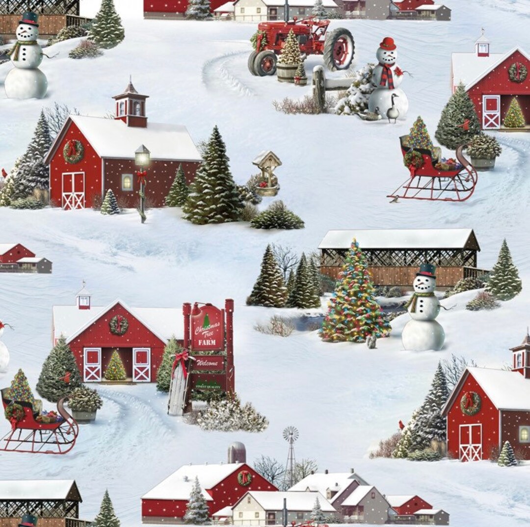 Snow tis the Season Scenic Fabric Winter Fabric Christmas - Etsy