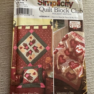 Simplicity 9534 Quilt Block Club Lesson #1 Holiday Edition Heart in ...