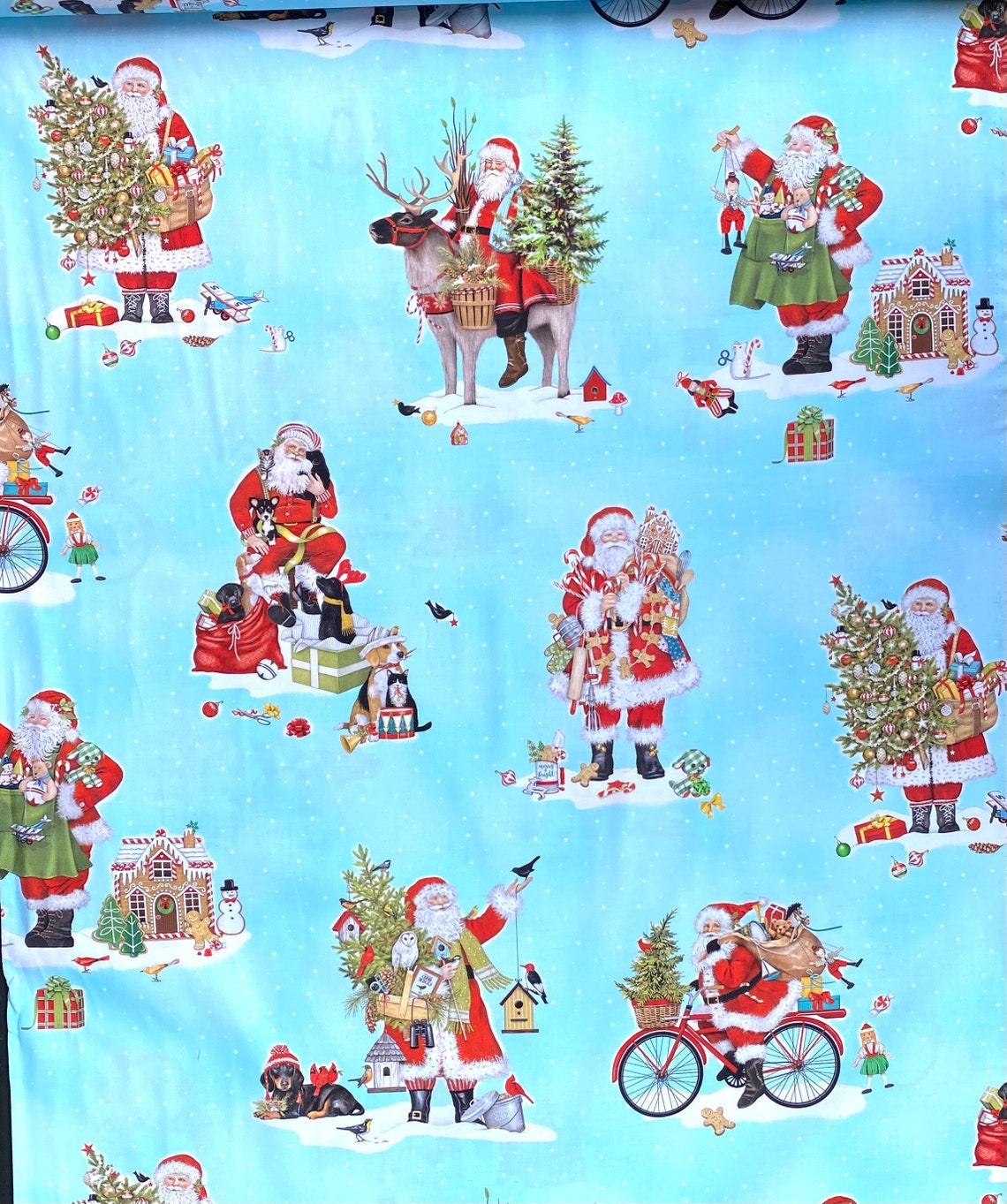 Holly Jolly Christmas Fabric Santa Fabric Christmas Fabric - Etsy