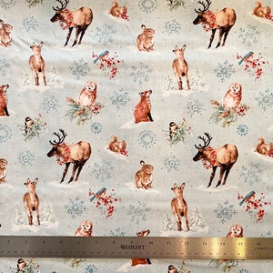 Magical Christmas Animals Fabric Animal Fabric Christmas Fabric ...