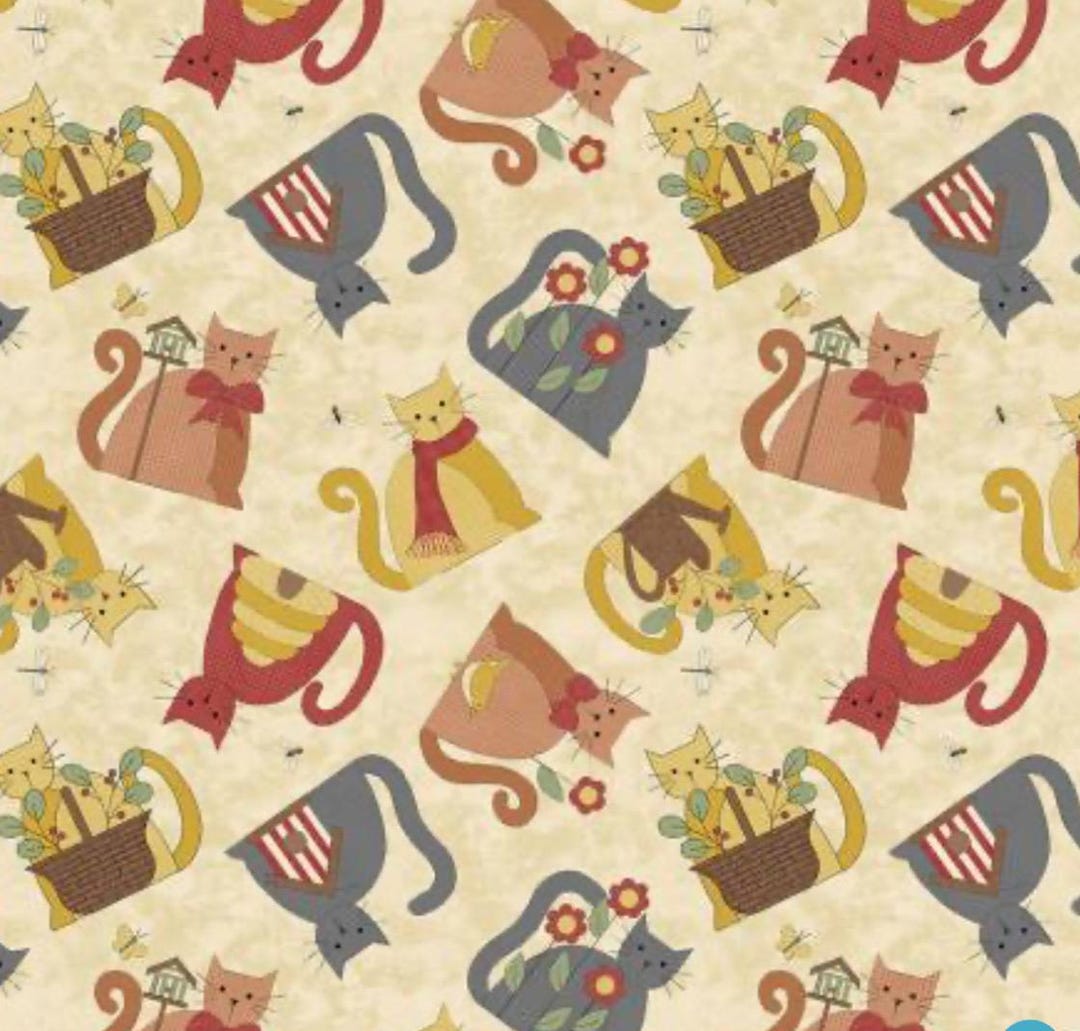 Wooly Cats Fabric | Tossed Cats Fabric | Cat Fabric | Kanvas Fabric ...