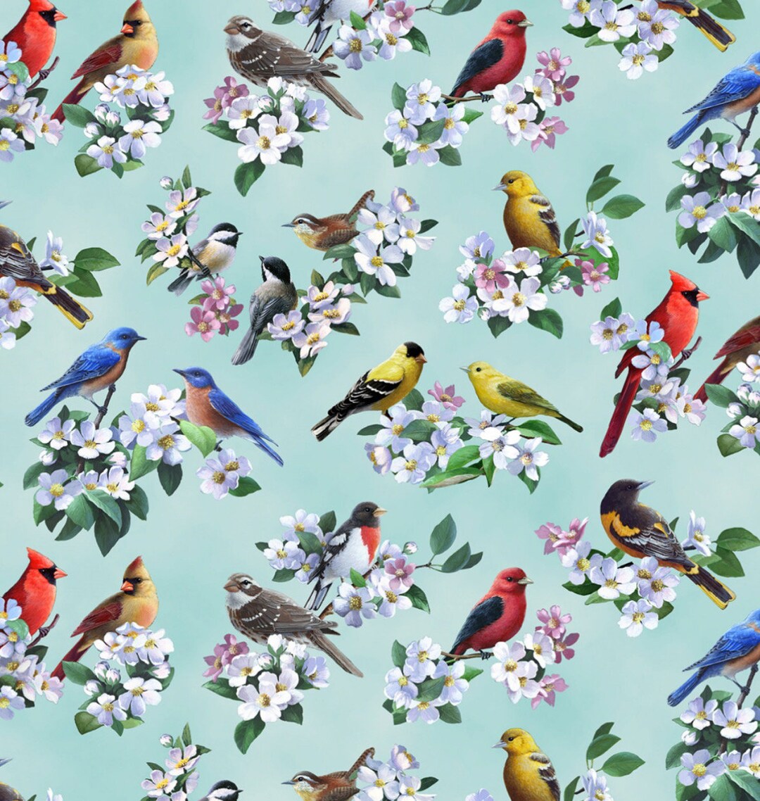 Tweethearts Bird Fabric | Beautiful Birds Fabric | Birds Fabric | Bird ...