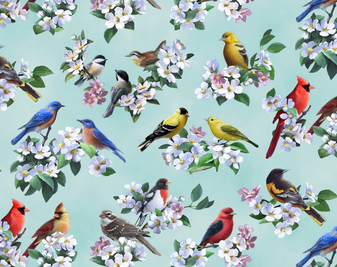 Tweethearts Bird Fabric | Beautiful Birds Fabric | Birds Fabric | Bird ...