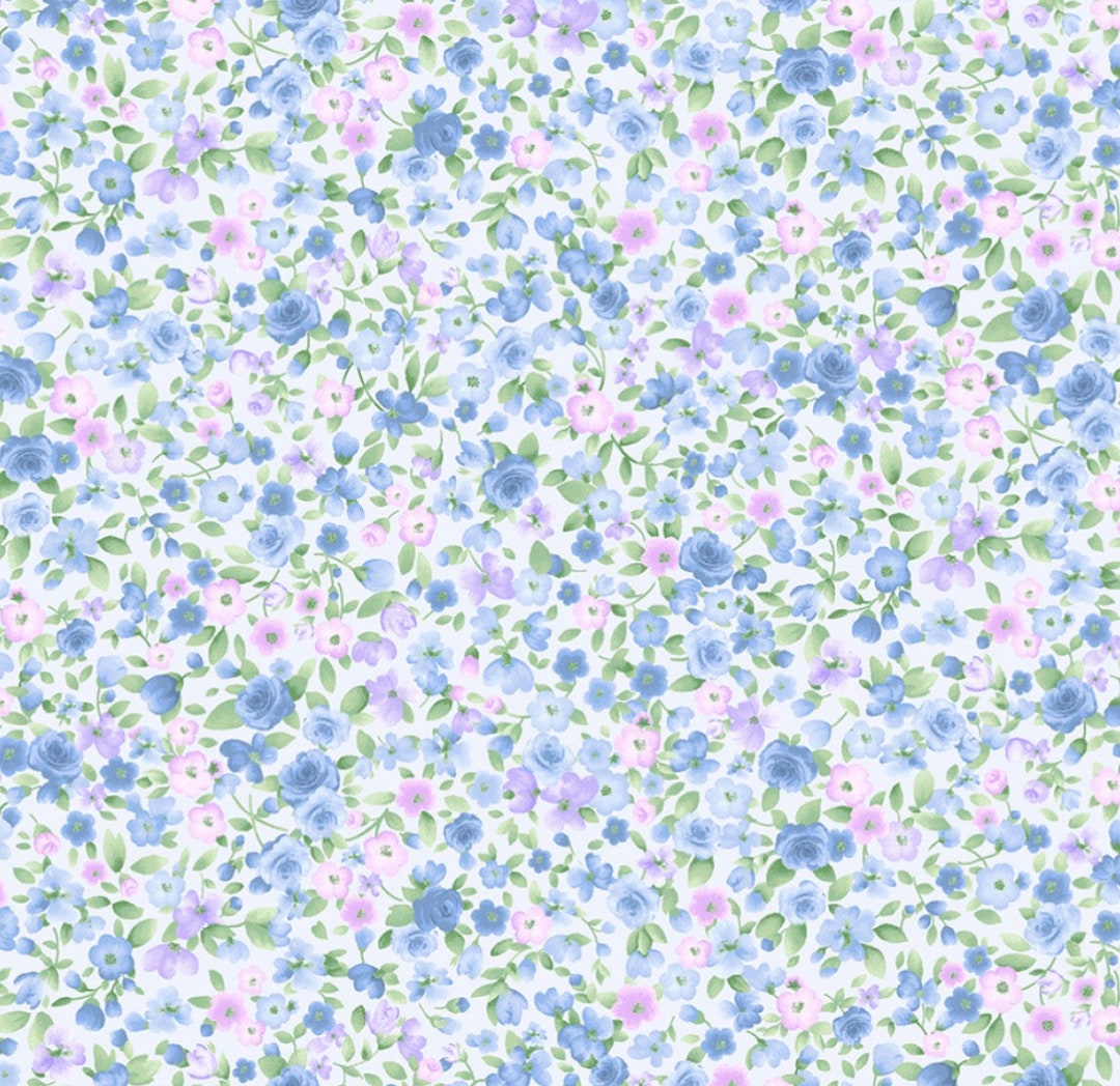 Cottage Charm Fabric | Blue Floral Fabric | Antique Floral Fabric ...
