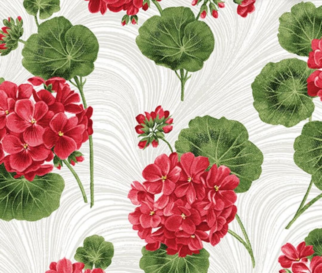 Betty's Geraniums Fabric | Geranium Fabric | Floral Fabric | Kanvas by ...