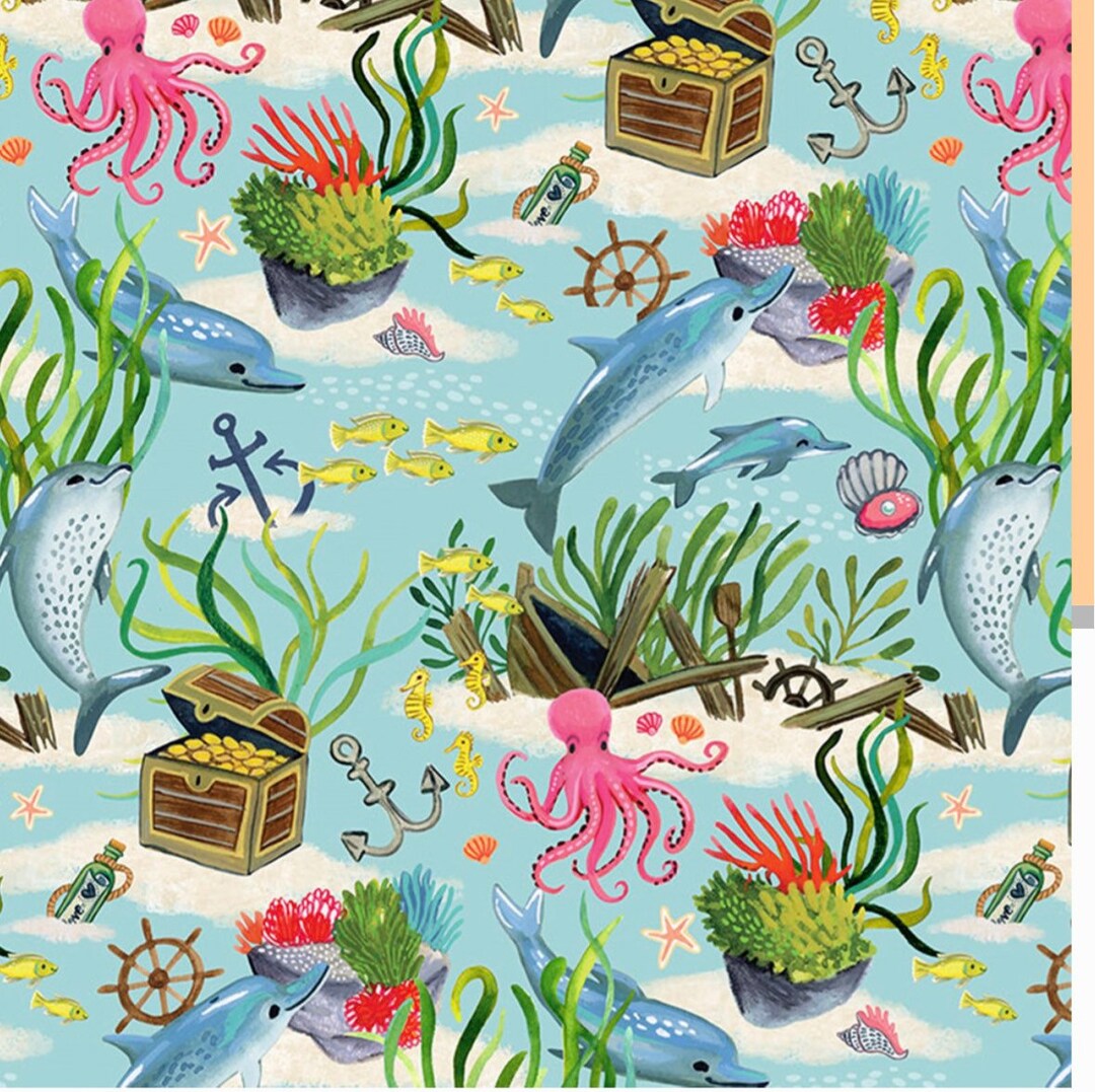 You’re A Catch Fabric | Under the Sea Fabric | Fish Fabric | Dear ...