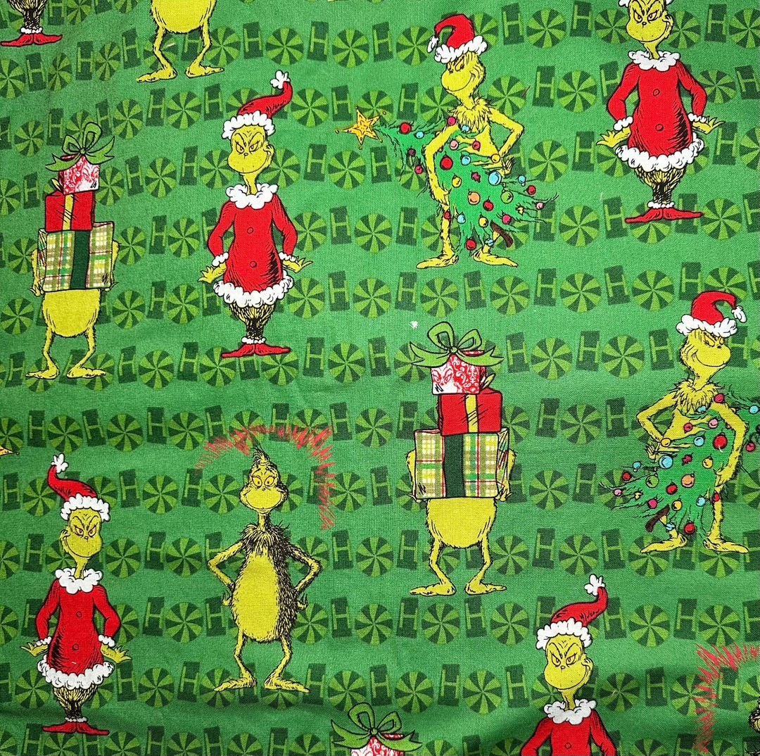 The Grinch Fabric | How the Grinch Stole Christmas Fabric | Dr Suess ...