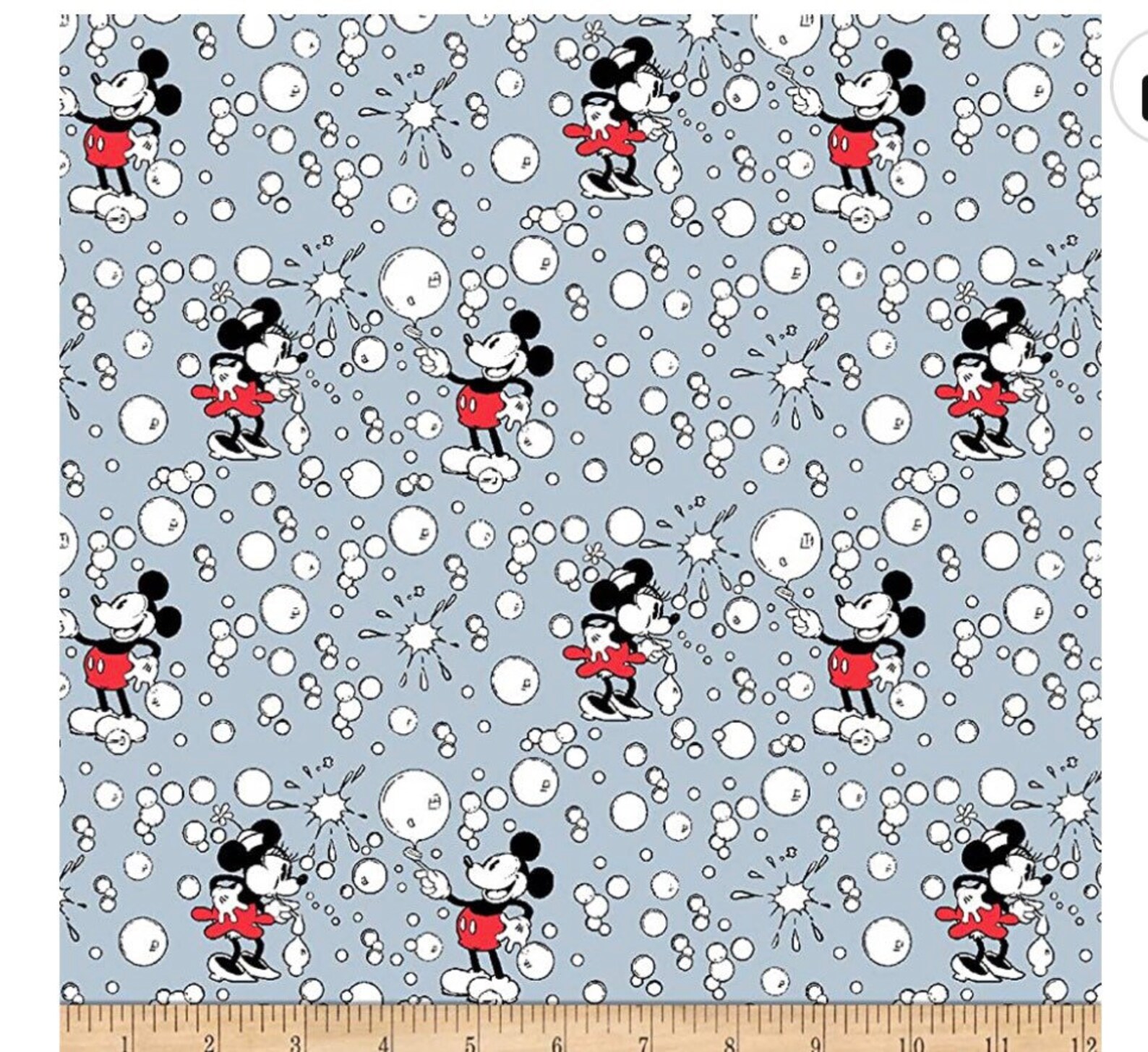 Mickey and Minnie Bubbles Fabric | Minnie Mouse Fabric | Mickey Mouse ...