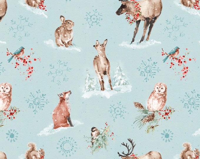 Magical Christmas Animals Fabric | Animal Fabric | Christmas Fabric ...