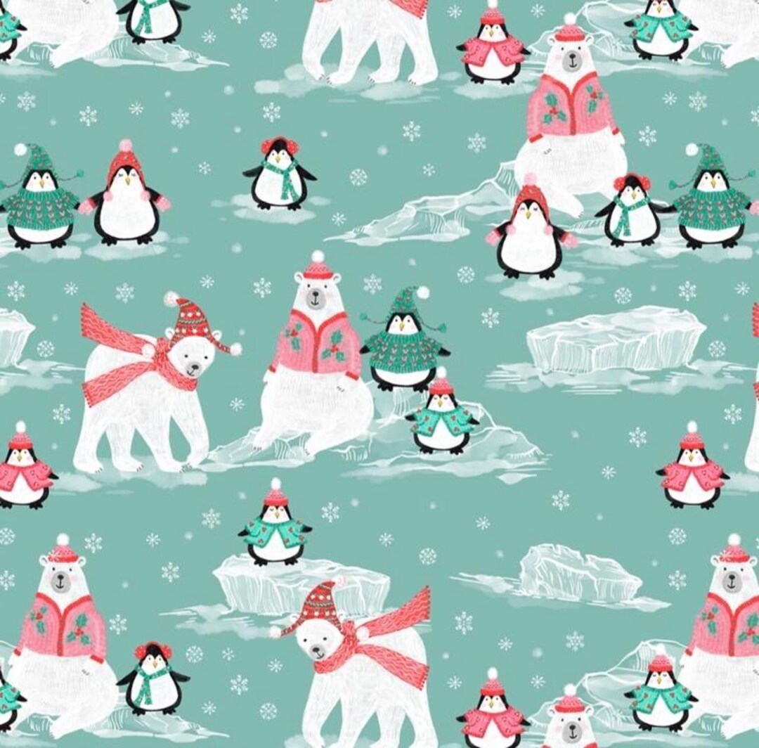 Atlantis Fabric | Sleigh It Ain't Snow Fabric | Penguin Fabric | Polar ...