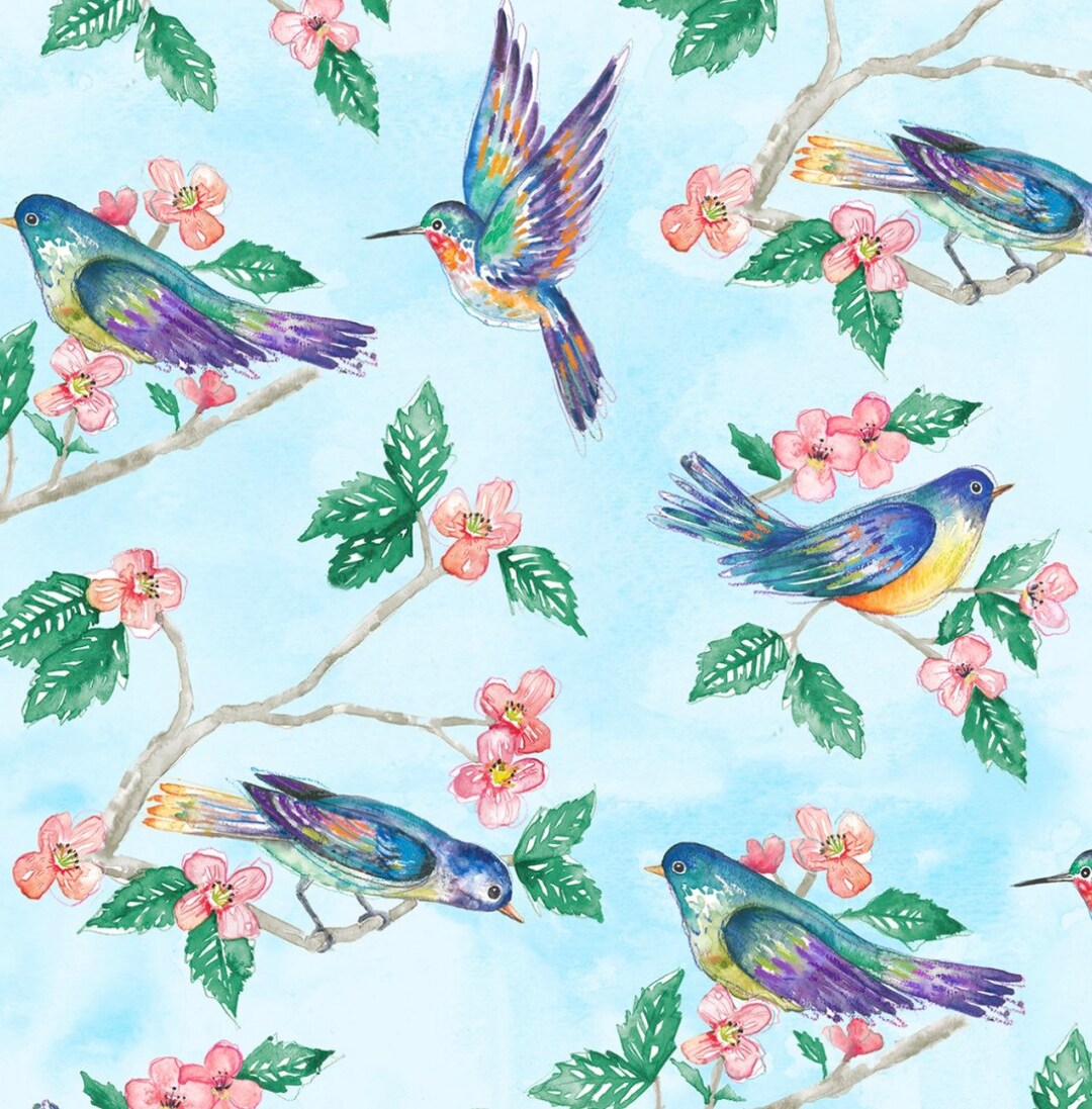 Fanciful Flight | Beautiful Birds Fabric | Song Bird Fabric | Birds ...