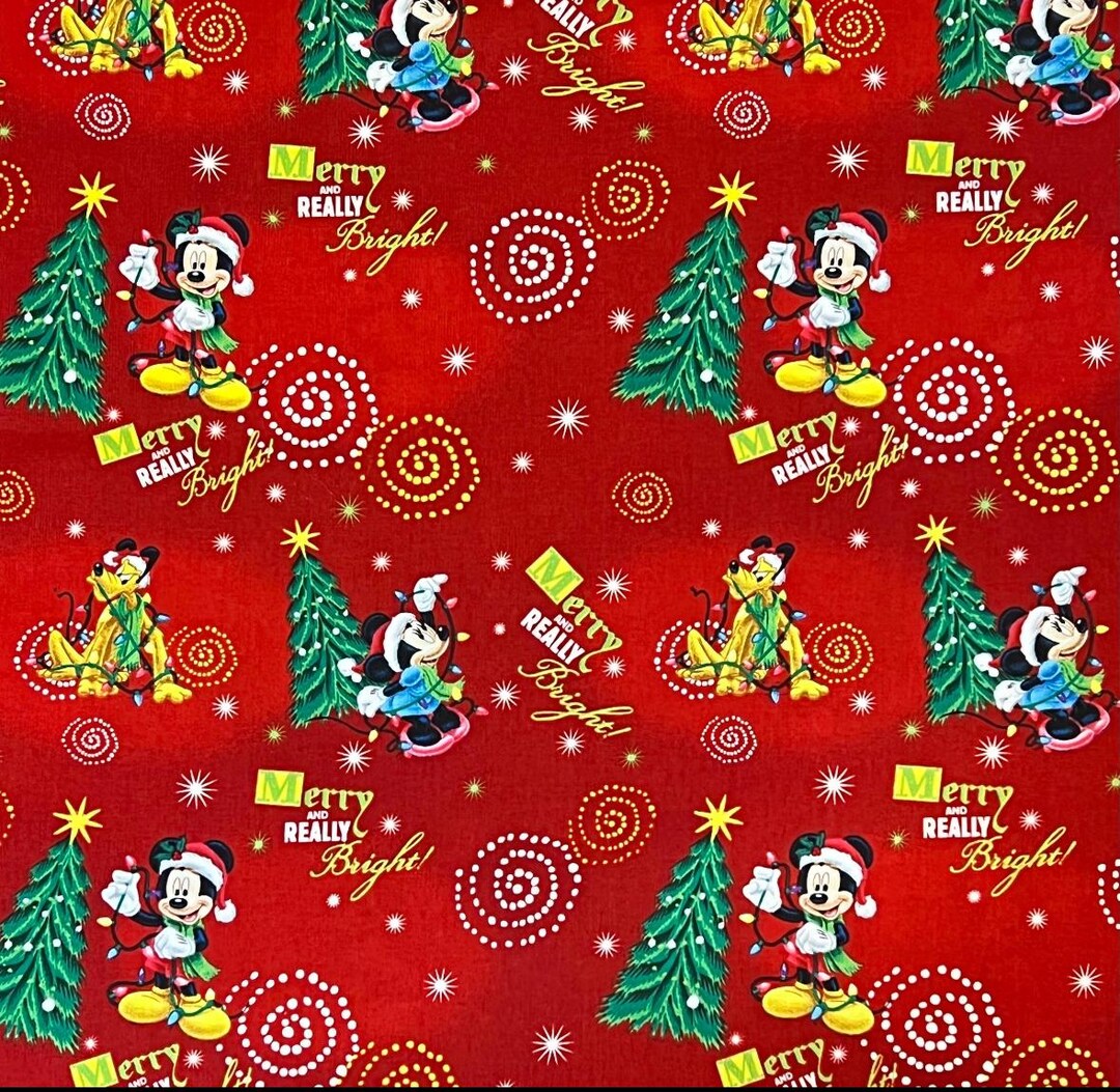 Mickey Mouse Christmas Fabric | Minnie Mouse Christmas Fabric | 100% ...