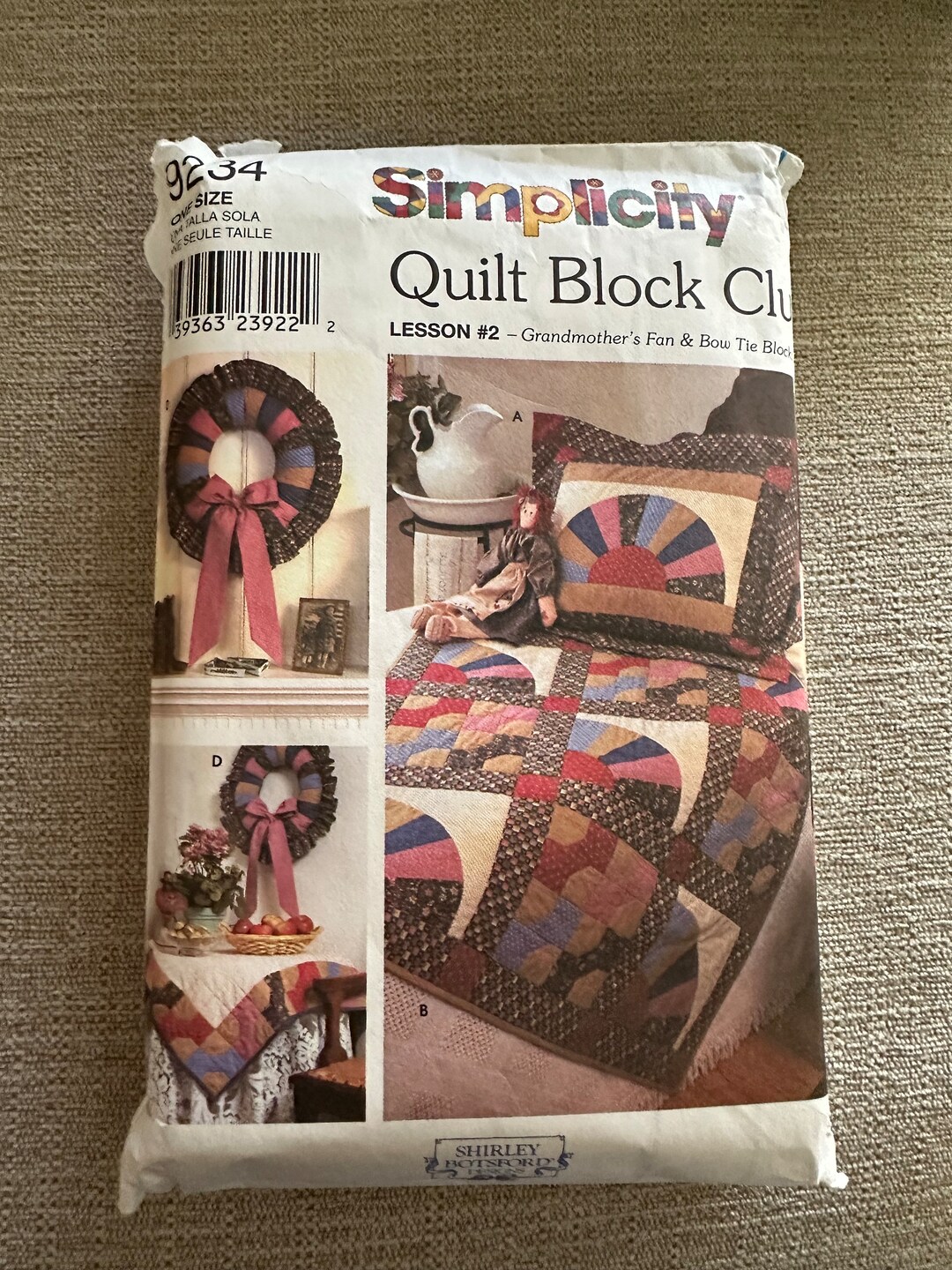 Simplicity 9234 Quilt Block Club Lesson #2 Grandmothers Fan and Bow Tie ...