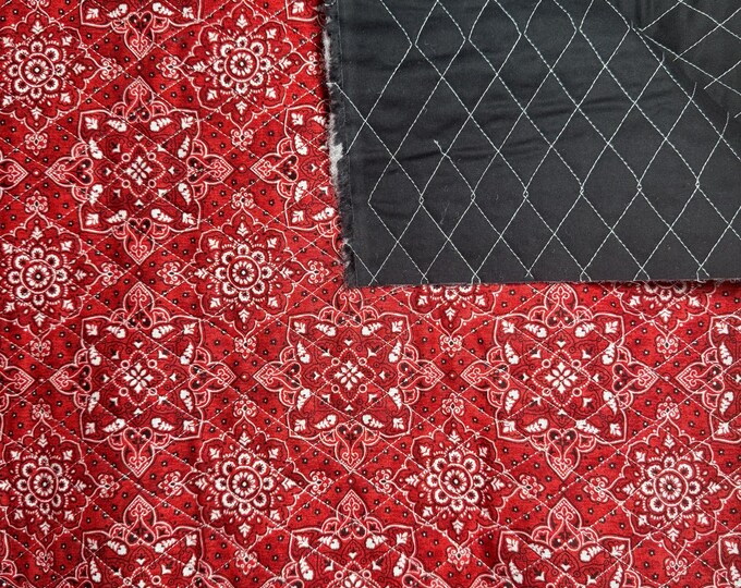 Red Medalian Pre Quilted Double Faced Fabric - Black Pre Quilted Double ...