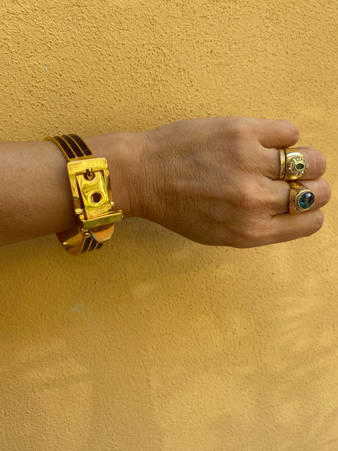 60s Vintage Bracelet Scatel Italy/gold Brown Bracelet/bracelet Italy ...