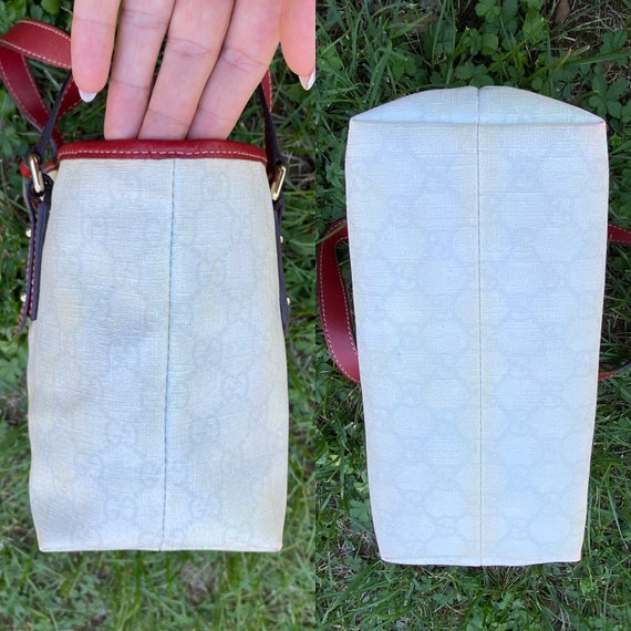 90s Vintage authentic Clutch bag Gucci Love/Ivory red… - Gem