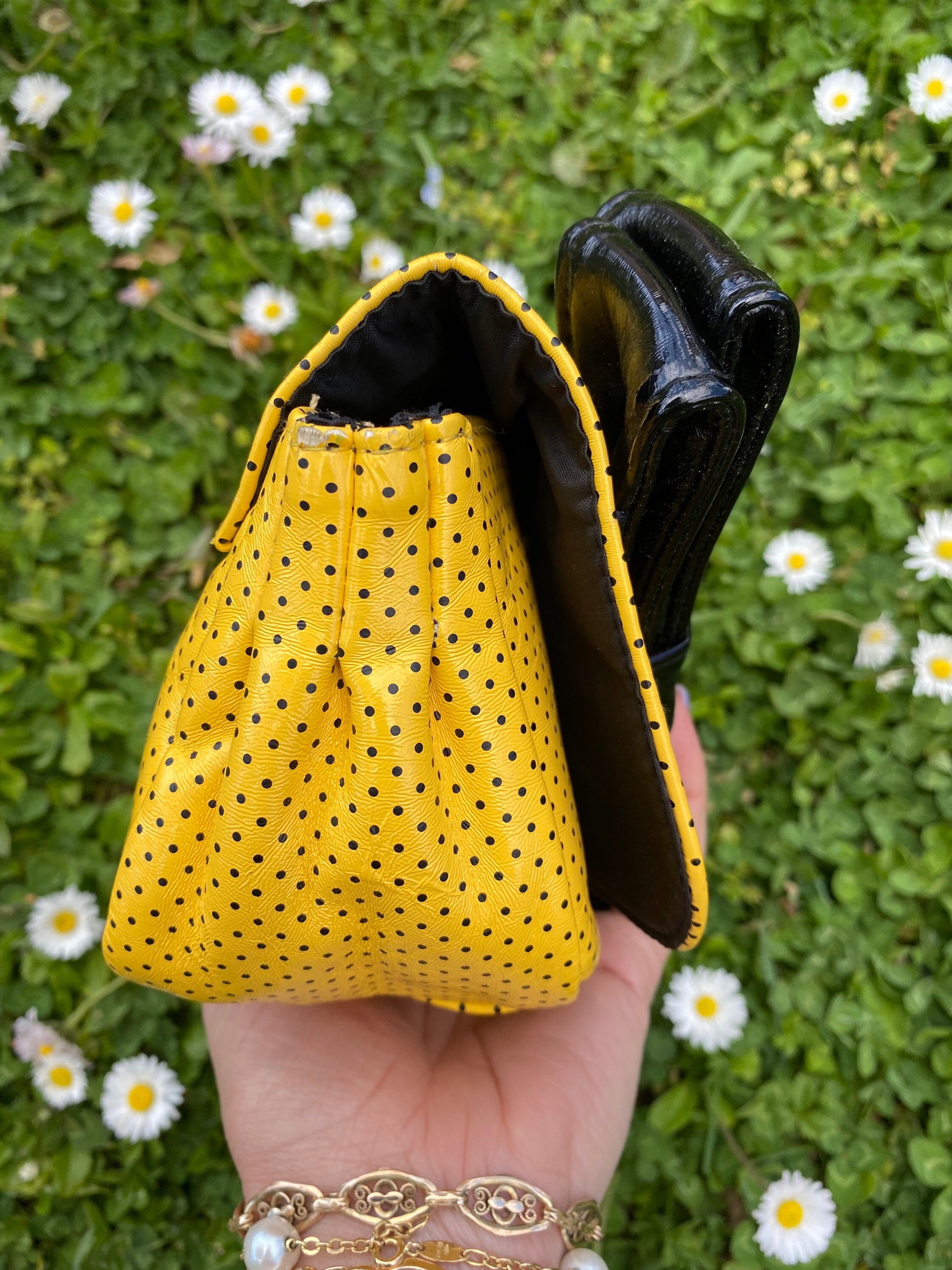 90s Annick Goutal clutch Paris/Yellow black handbag | Etsy