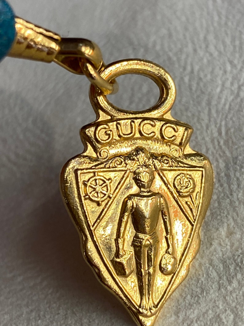 60s Authentic Pendant Gucci Crest Armored Knight/gold Pendant - Etsy
