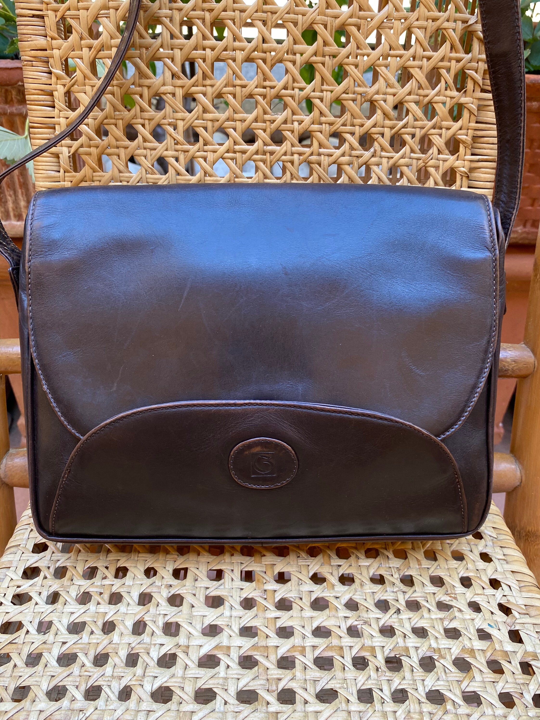 80s bag Genny/Brown leather bag/Vintage Genny shoulder | Etsy