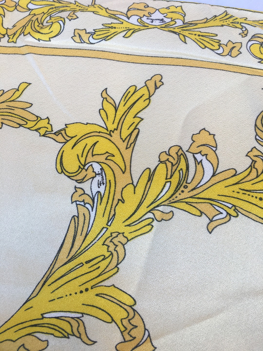 70s Vintage EMILIO PUCCI Scarf/ivory Yellow Silk Scarf/rare Scarf With ...