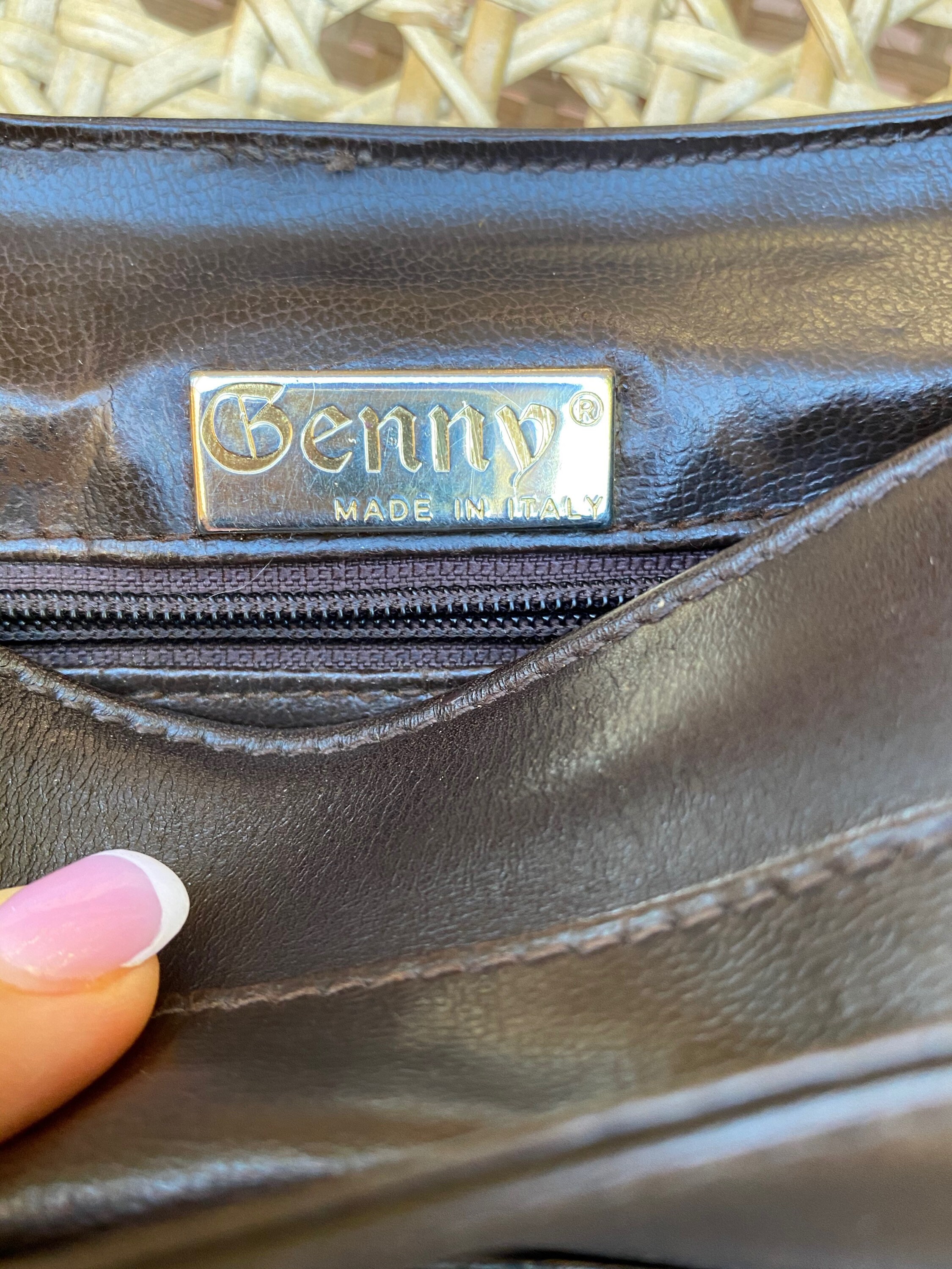 80s bag Genny/Brown leather bag/Vintage Genny shoulder | Etsy