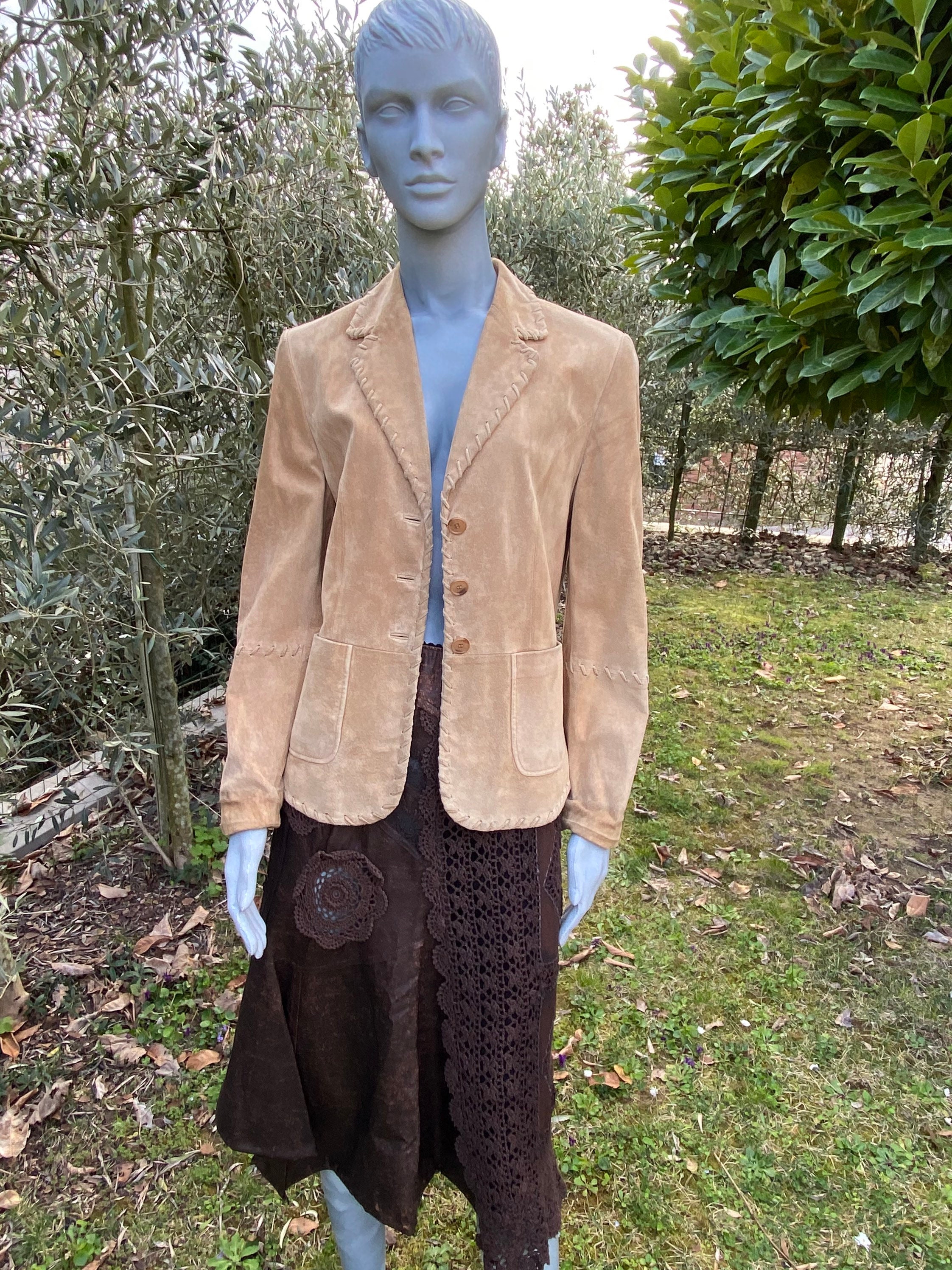 90s Vintage Leather Jacket Taifun Collection/beige Jacket - Etsy UK