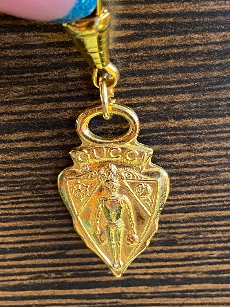 60s Authentic Pendant Gucci Crest Armored Knight/gold Pendant - Etsy