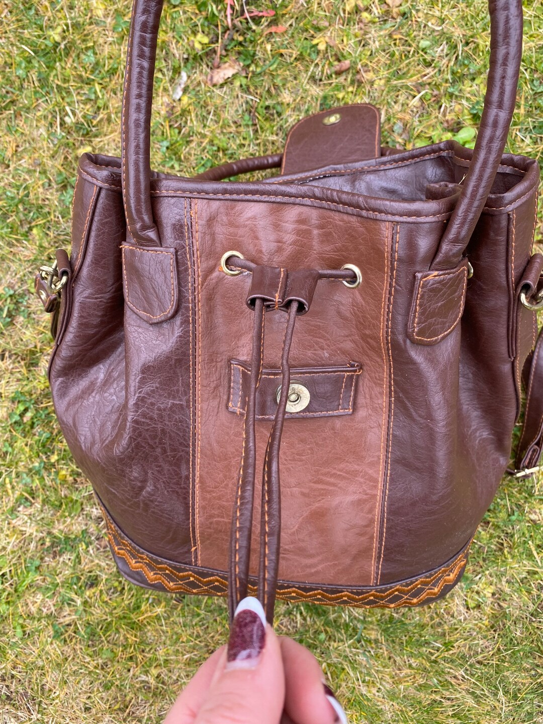 90s Vintage Bucket Bag Go Go Paris/shoulder Bag Go Go/brown - Etsy