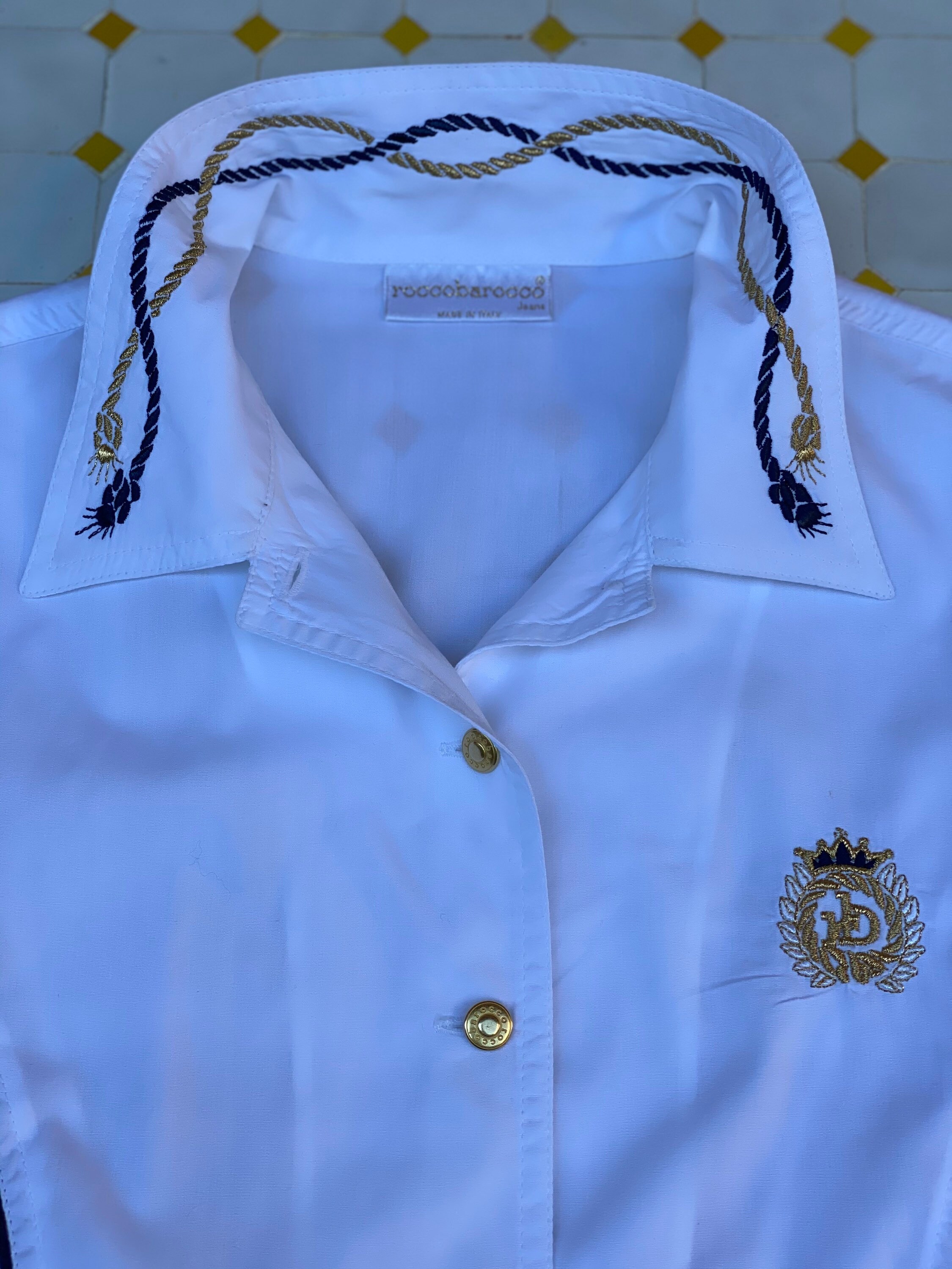 Vintage 90s blouse Roccobarocco/SHIRT VINTAGE COTTON/white | Etsy