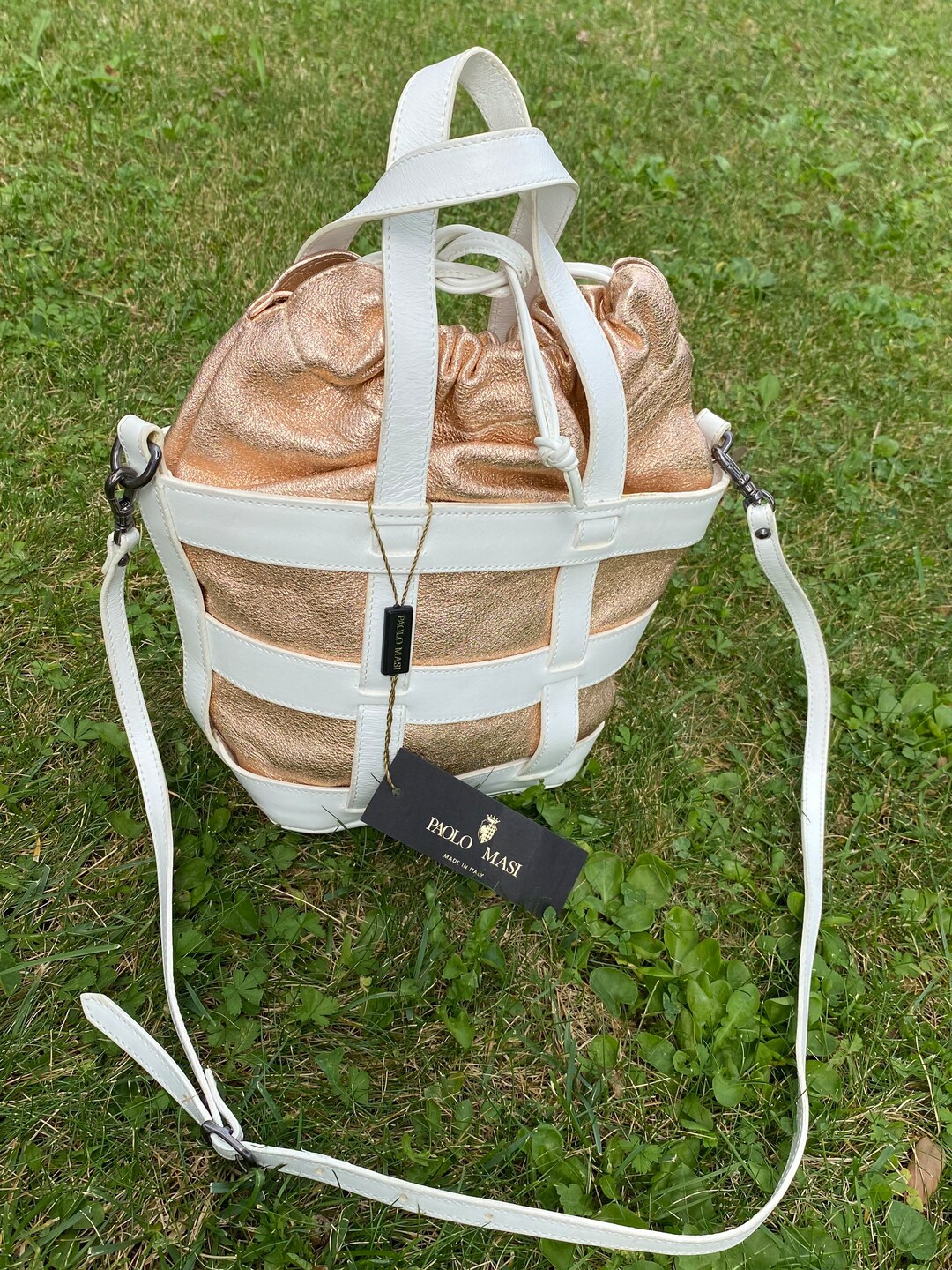 90s Vintage Luxury Bucket Bag Design Paolo Masi Italy/white - Etsy