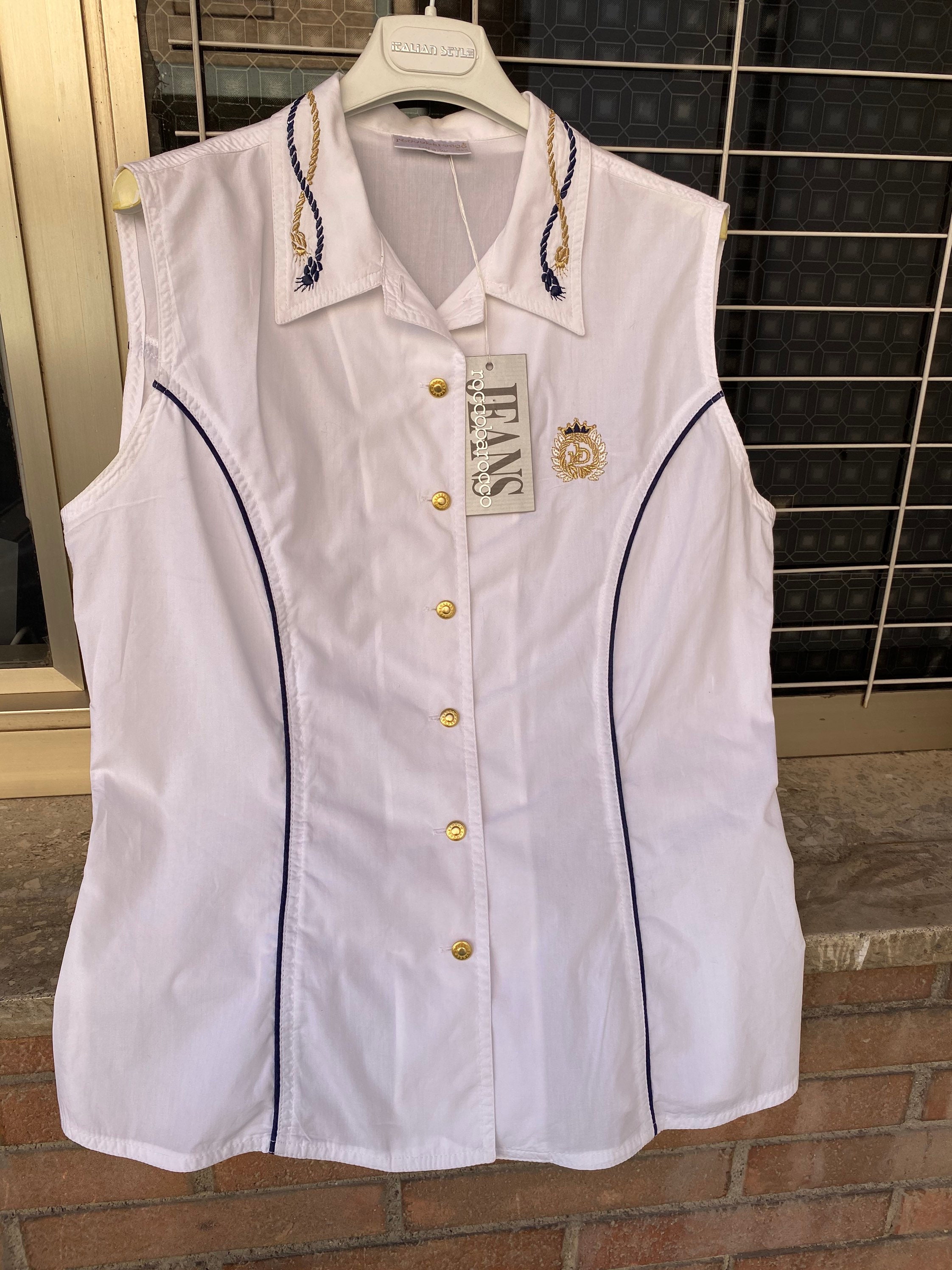 Vintage 90s blouse Roccobarocco/SHIRT VINTAGE COTTON/white | Etsy