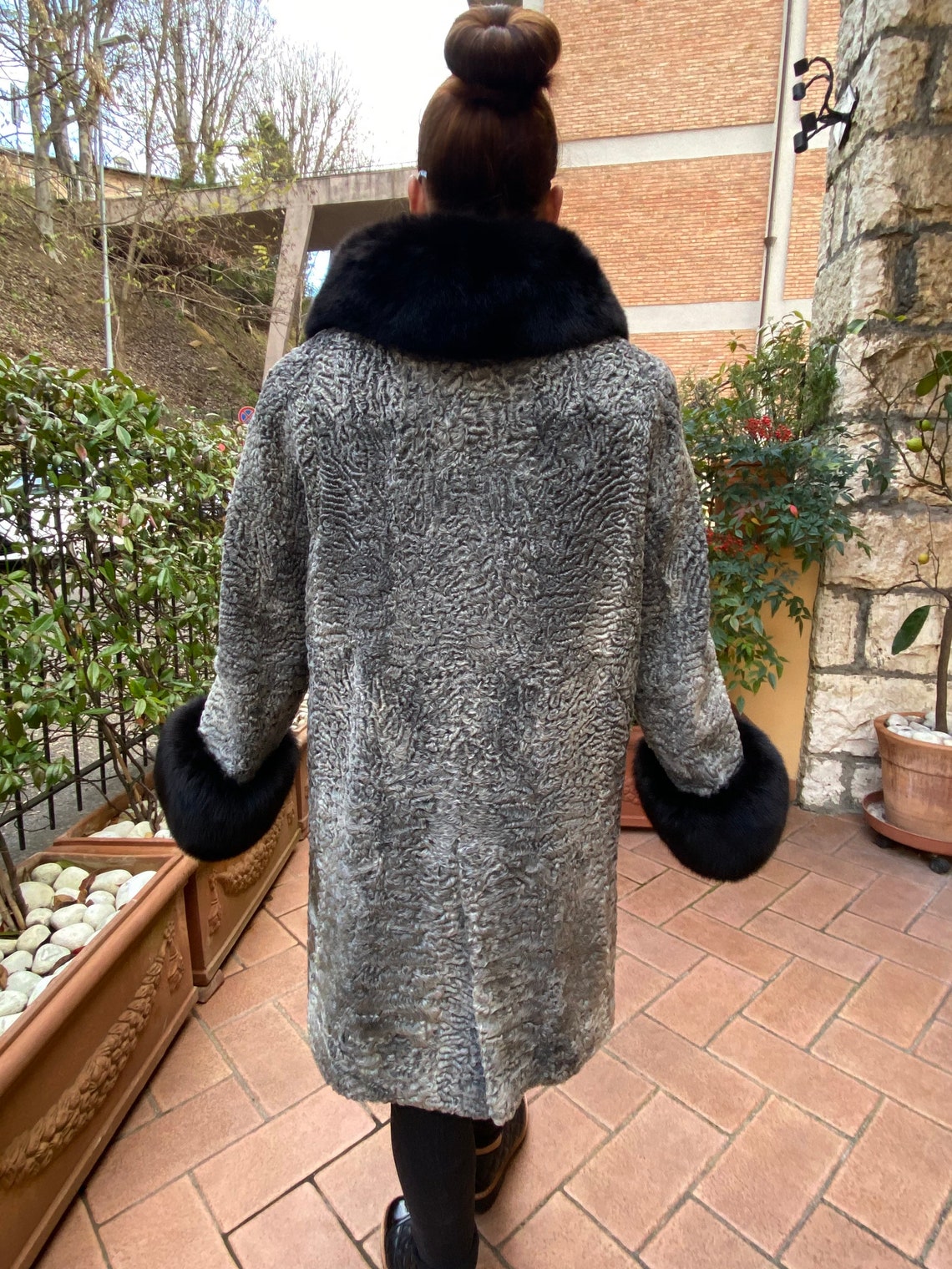 80s Luxury fur coat vintage/Giacca pelliccia astrakan grigia - Etsy Italia