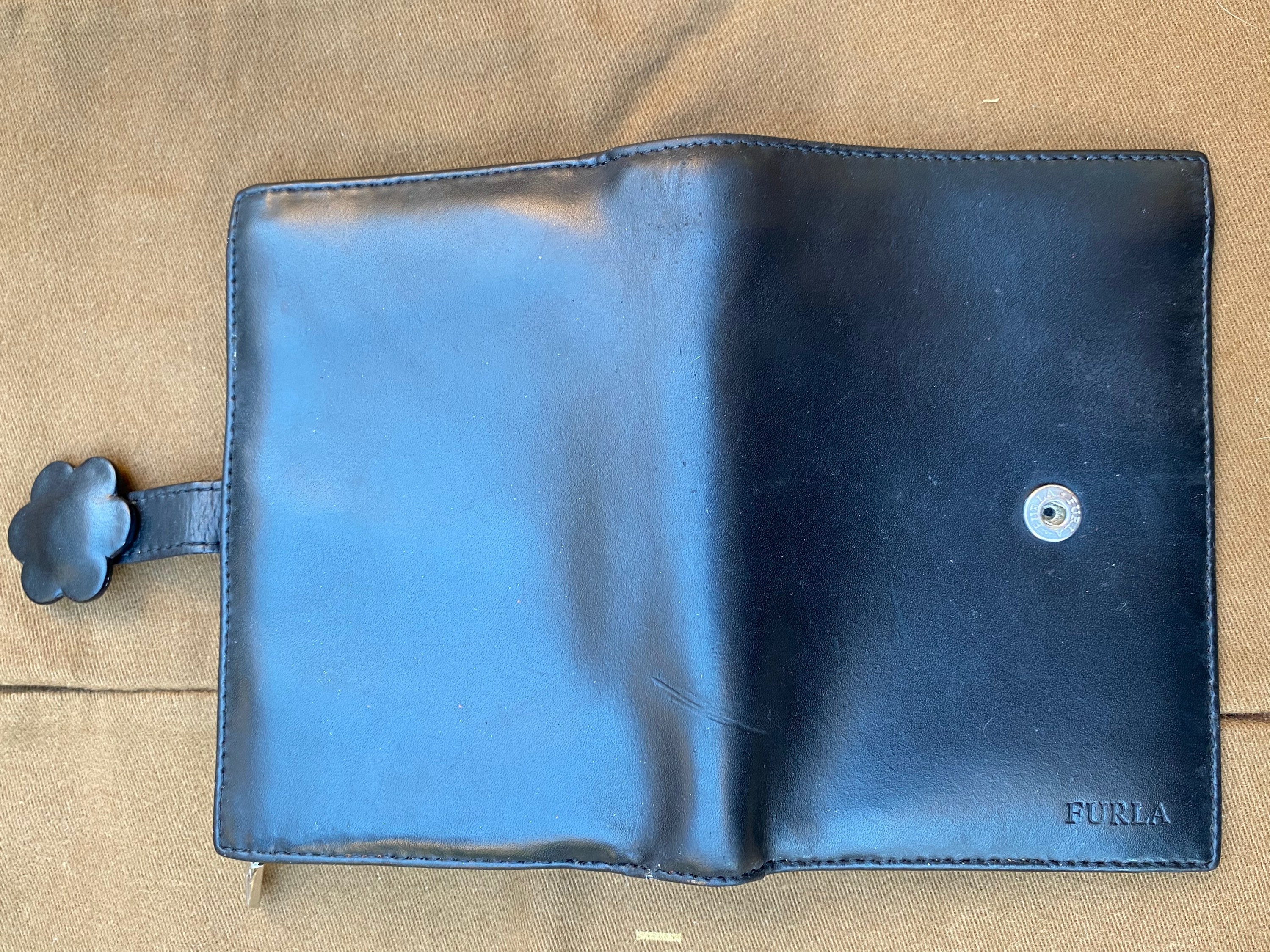 Cartera vintage de los años 90 Furla / cartera de cuero negro | Etsy