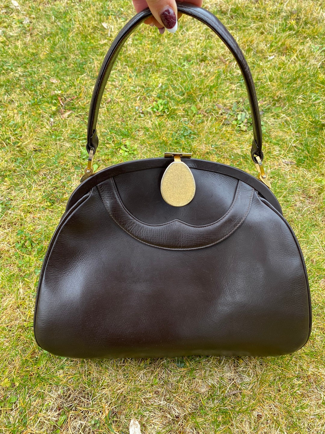 60s Vintage Bag Italy/brown Bag Leather/vintage 60s Handbag/vintage ...