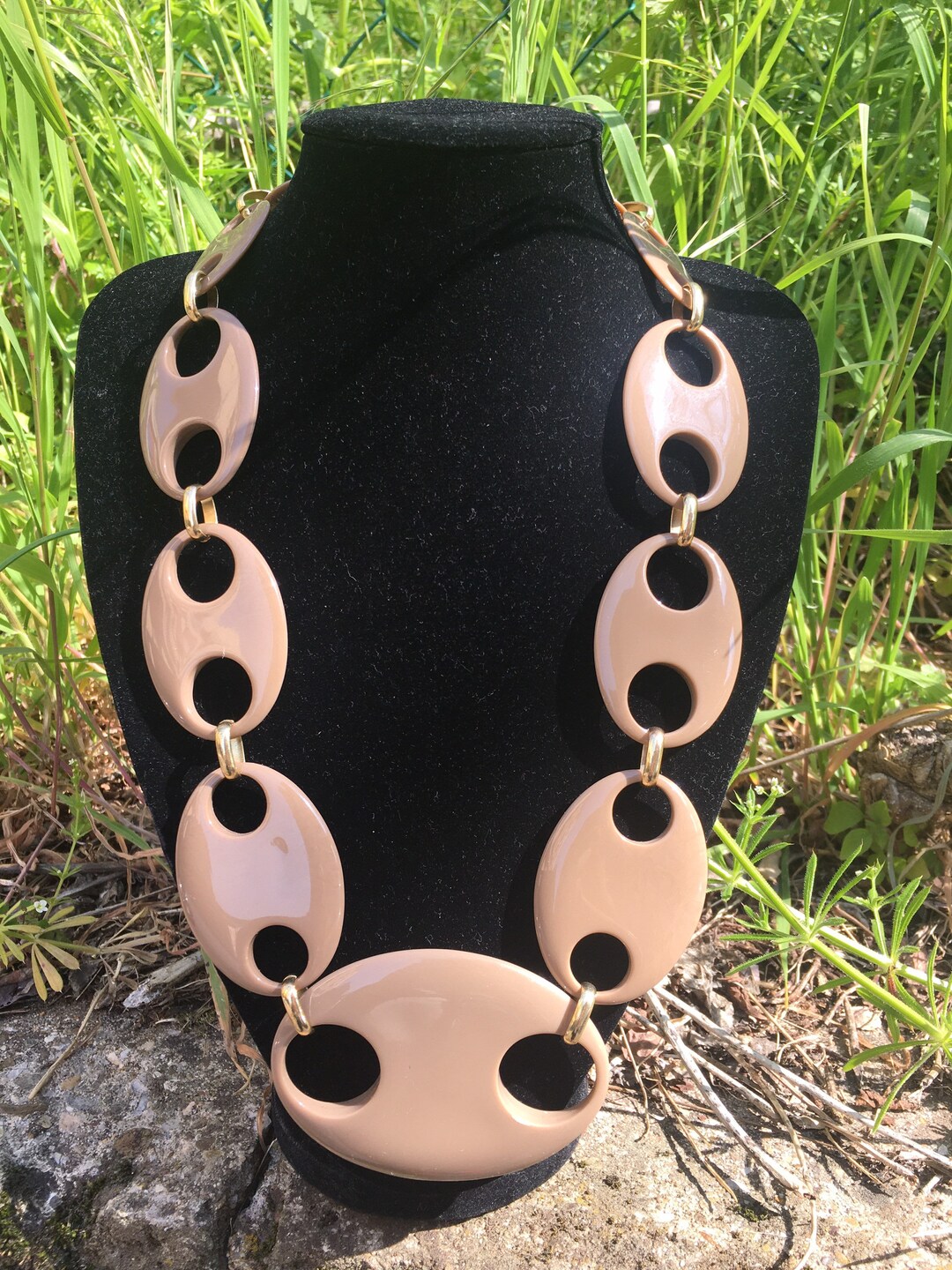 60s Vintage Bakelite Necklace/beige Bakelite Necklace/brown Vintage ...