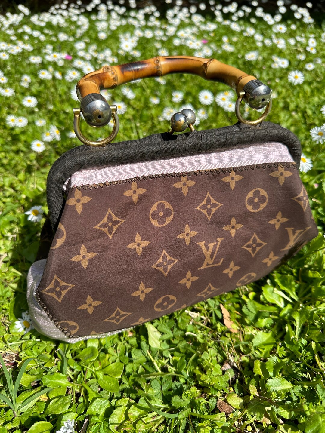 60s Vintage Upcycle Bag Hand Made Fabric/fashion Upcycling Clutch Bag ...