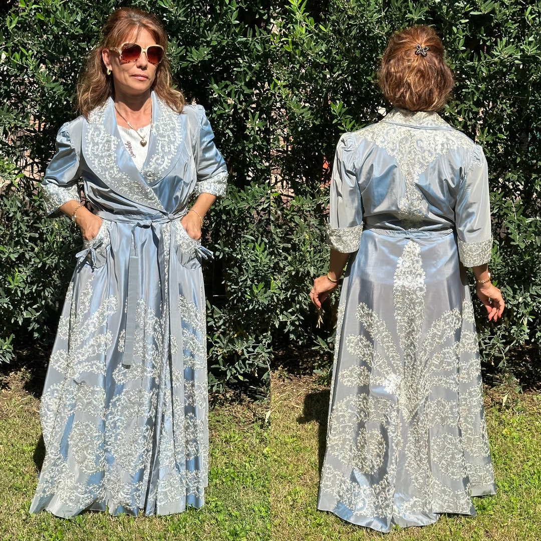 60s Vintage House Dressing Gown/dressing Gown Wedding/light Blue ...