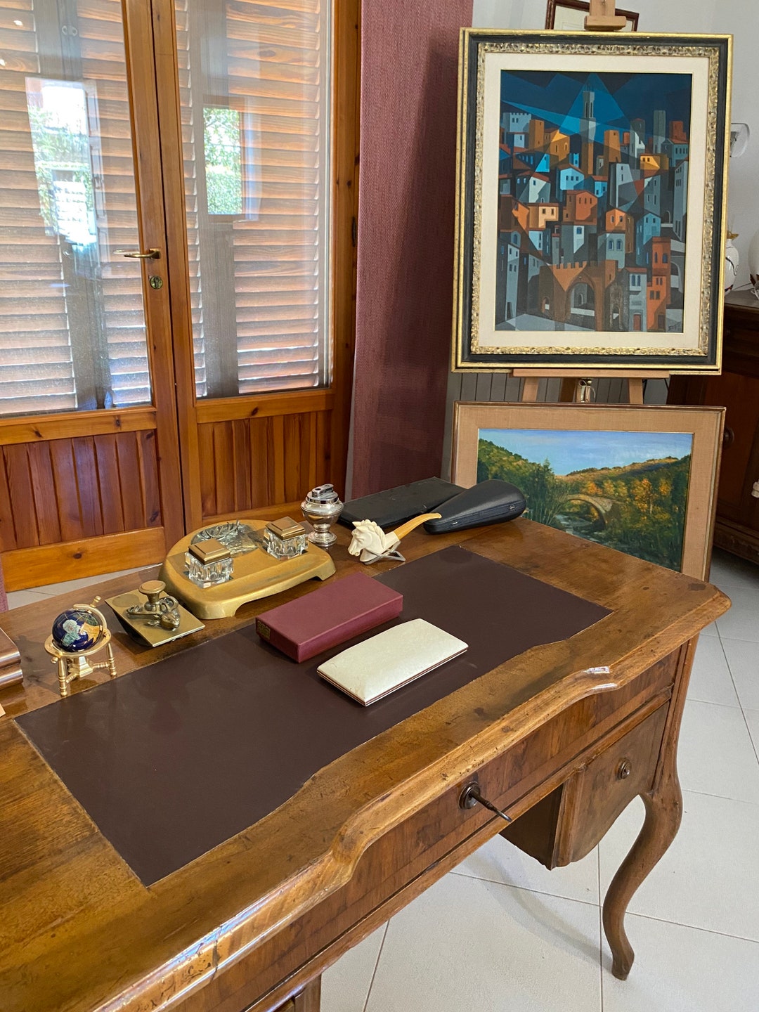 60s Vintage Office Desk Organizer Inkwell With Deer Bronze/office ...