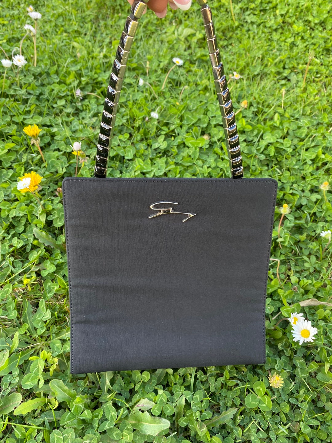 80s Vintage Genny Clutch Bag by Gianni Versace/black Nylon Clutch Bag ...