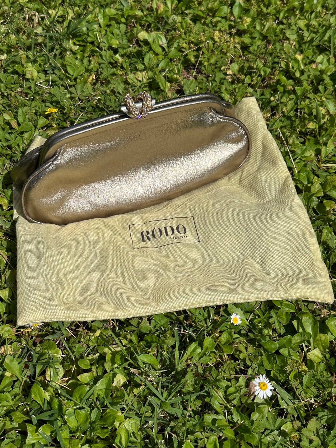 60s Vintage Pouch Rodo Italy/light Gold Clutch Bag Leather/pouch Rodo ...