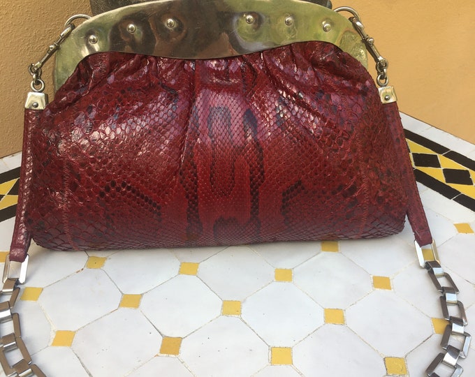 60s Vintage Pochette Python/leather Python Shoulderbag/bordeaux ...