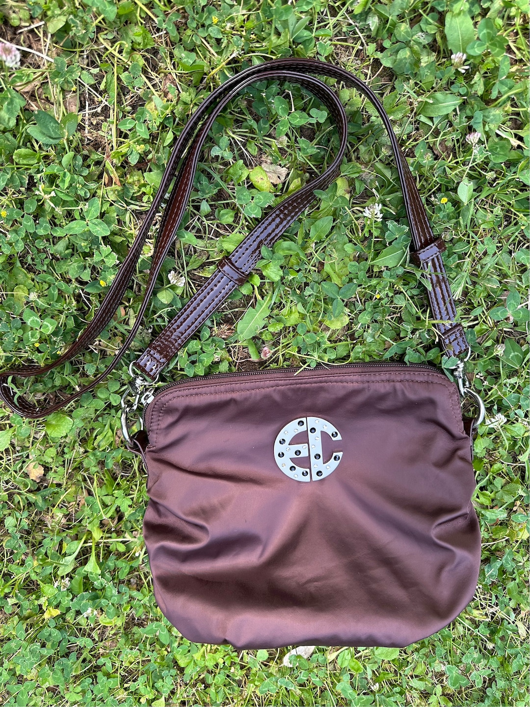 90s Shoulderbag Enrico Coveri/brown Bag Nylon/strap Enrico Coveri/rare ...