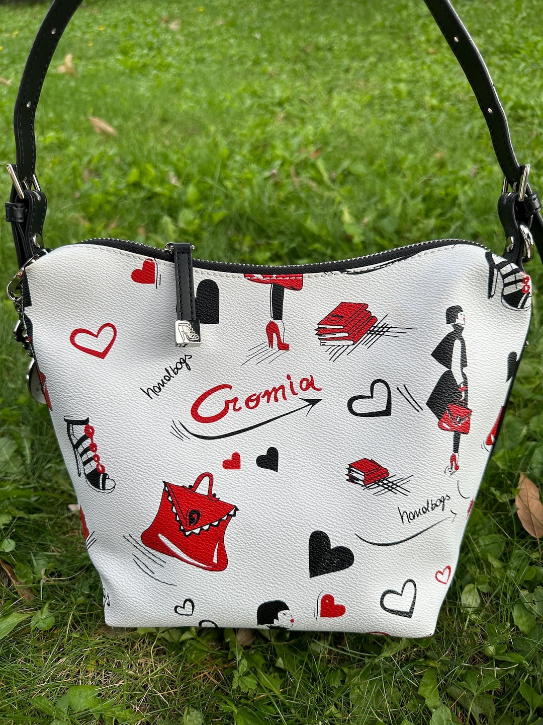 Fashion Bag Cromia Femme/white Black Red Bag Leather/design Femme Bag ...